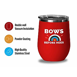 Archery Red Wine Tumbler 12oz - Bows before hocs - Archery Trainer Bowfishing Deer Shooting Target Shot