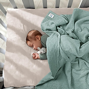 Lulu moon Muslin Baby Blanket Quilt - Crib Blanket for Toddlers 47"× 47" Sage