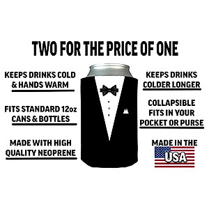 Funny Tuxedo Classy Joke Collapsible Can Bottle Beverage Cooler Sleeves 2 Pack