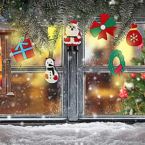 50 Pieces Christmas Tree Felt Ornament Hanging Decorations 5 Inches Mini Xmas Tree Kids Toddler DIY Felt Craft Santa Snowman Angel Reindeer Hanging Ornament for Christmas Tree Party Decorations Gifts