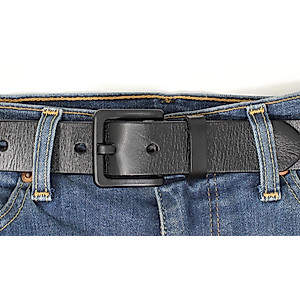 BC Belts Metal Free Full Grain Leather Belt - Hypoallergenic No Nickel and TSA Approved (Black-XL)