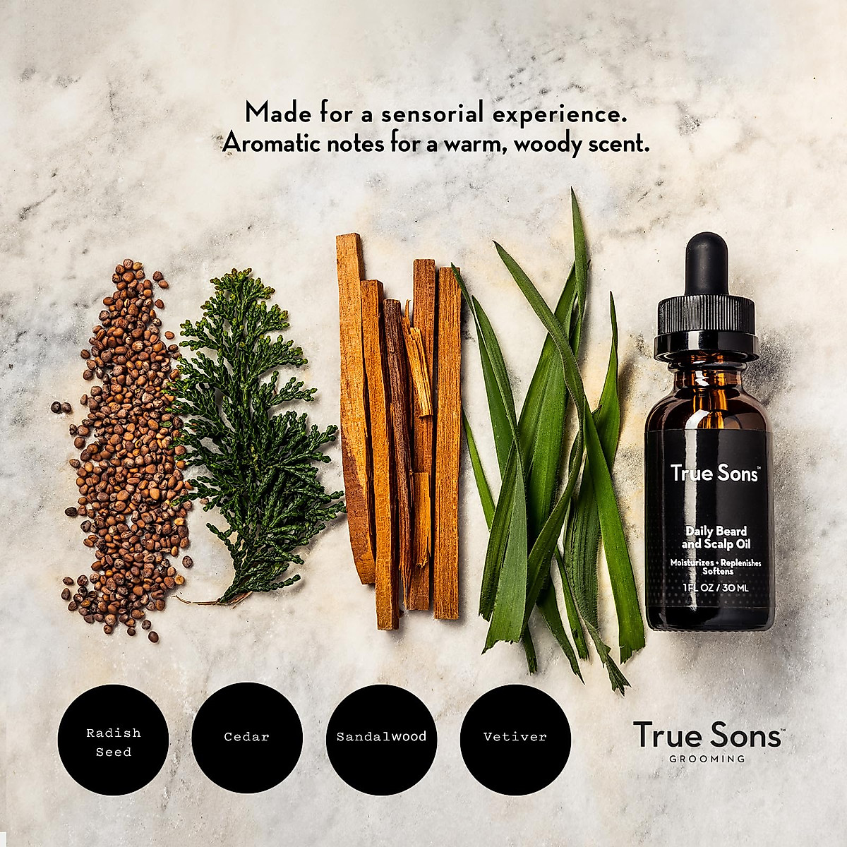 True Sons Hair Dye For Men And Beard Oil - Complete Hair, Beard and Mustache Kit For Natural Dark Brown Look. Instant Dye Booster Applicator For Grey Hair (1.75 oz Dark Brown), Daily Beard Oil (1 oz)