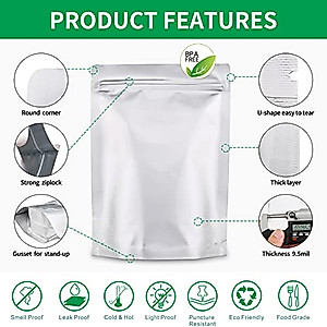 60 Pack 1 Gallon Mylar Bags with Oxygen Absorbers 400CC (7 Packs of 10 PCS) and Labels, Total 9.5Mil Thick Food Grade Mylar Bags for Food Storage 1 Gallon 10x14 Inch Zipper Bags Resealable SENDGREEN
