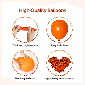FOTIOMRG 110pcs Orange Balloon Garland Arch Kit, 18 12 10 5 inch Orange Latex Balloons Different Sizes Pack for Birthday Graduation Baby Shower Halloween Christmas Wedding Party Decorations