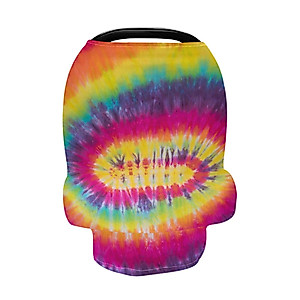 Kigai Rainbow Tie Dye Nursing Cover for Baby Car Seat Covers Breathable Infant Stroller Cover Soft Breastfeeding Scarf