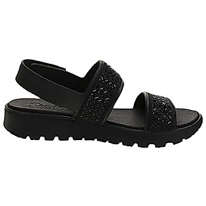 Skechers Women's Foamies Footsteps-Glam Party Sandal, Black/Black, 7 M US