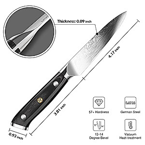 BESTERiSA Paring Knife -4 Inch Fruit Knife with Cover-High Carbon German Stainless Steel EN1.4116 Ultra Sharp Vegetable and Peeling Knif with Gift Box for Home Kitchen and Restaurant.