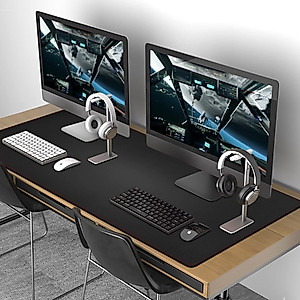 ZORESYN Large Desk Pad (55.1"x23.6") - PU Leather Office Desk Mat, Waterproof Desk Protector with Smooth Surface, Durable Stitched Edges - Black, Oversized Desk Mat for Home & Office