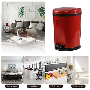 AnnkkyUS 2.6 Gallons Plastic Trash Can with Step Pedal, Plastic Round Garbage Bin, Red
