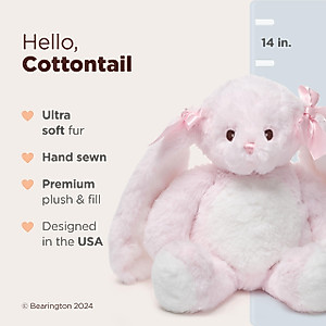 Bearington Cottontail The Stuffed Bunny Rabbit, 14 Inch Pink Easter Bunny Stuffed Animal, Bunny Rabbit Stuffed Animal