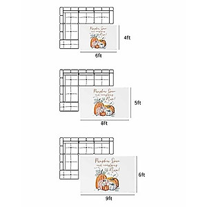 Outdoor Rug Pumpkin Space Fall Harvest Thanksgiving Autumn Leaf Orange Area Rug, Easy Cleaning Waterproof Outdoor Plastic Straw Rug for Patio Decor Backyard Deck Picnic Camping Living Room, 4x6 Feet