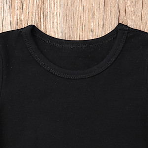 Mubineo Infant Baby Girl Basic Bell Short Sleeve Cotton Romper Bodysuit Tops Clothes (Black, 0-3 Months)