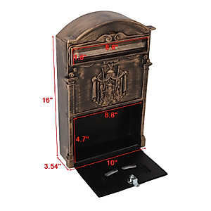 mopam Wall Mount Locking Mailbox Vintage Lockable Metal Mailboxes Large Capacity Postbox Security Mail Letter Post Box Outdoor Mail Box