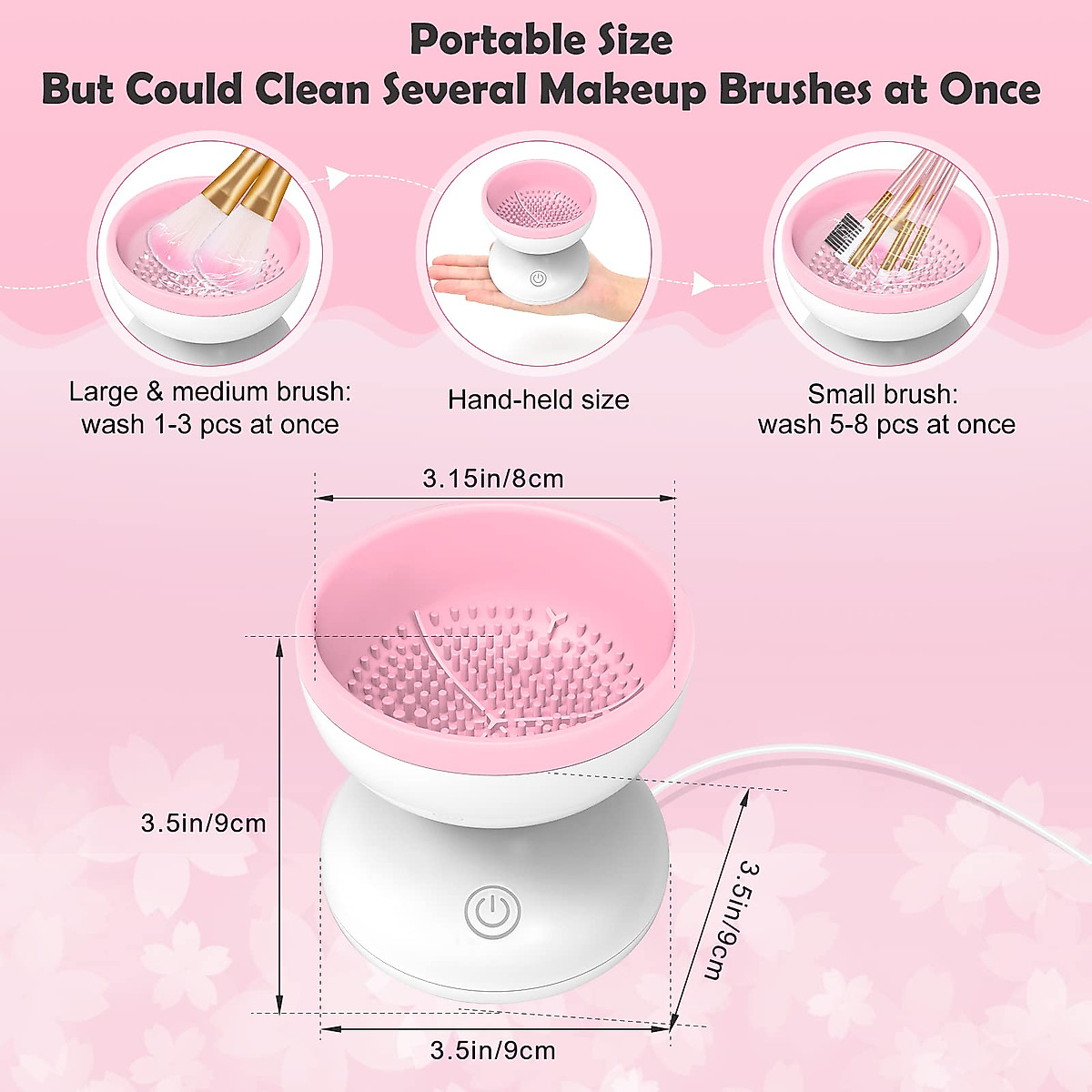 Electric Makeup Brush Cleaner Newest Design, Luxiv Wash Makeup Brush Cleaner Machine Fit for All Size Brushes Automatic Spinner Machine, Painting Brush Cleaner