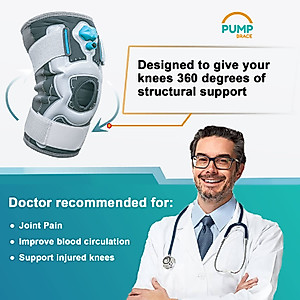 Inflatable Knee Brace with Built-in Pump; Compression Knee Wrap - Reusable Brace with Air Pump - for knee Pain Relief, Swelling and Recovery Support - Adjustable and Inflatable for Sports Injury Sprains