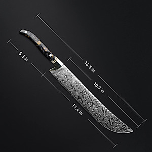 Leopcito Damascus Champagne Saber, 16-1/2 inches Champagne Sword with Forged Damascus Blade, Sparkling Wine Champagne Knife, Bottle Wine Opener Wedding Gift Birthday Housewarming Home Bar