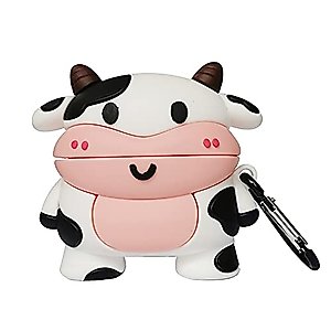 Compatible for Cow Airpods Case Pro, Cute Kawaii Cartoon 3D Silicone Fashion Protective Skin Cover for Airpod Case Cow, Funny Boys Girls Kids Teens Women for Airpods Cases Pro (Cow)
