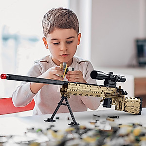 Building Blocks Guns Model Toys, 1086 PCS 1:1 M24 model building kits for Adults Boys Teens, Building Bricks for Halloween Christmas Day Birthday Gifts, Building Block Sets for Military Enthusiasts
