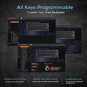 RK ROYAL KLUDGE RK61 60% Mechanical Keyboard with Coiled Cable, 2.4Ghz/Bluetooth/Wired, Wireless Bluetooth Mini Keyboard 61 Keys, RGB Hot Swappable Red Switch Gaming Keyboard with Software - White