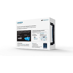 Linksys WRT3200ACM: AC3200 Dual-Band Gigabit Wi-Fi Router, Beamforming Tri-Stream Wireless Signal, Ethernet Ports, MU-MIMO (Black, Blue)