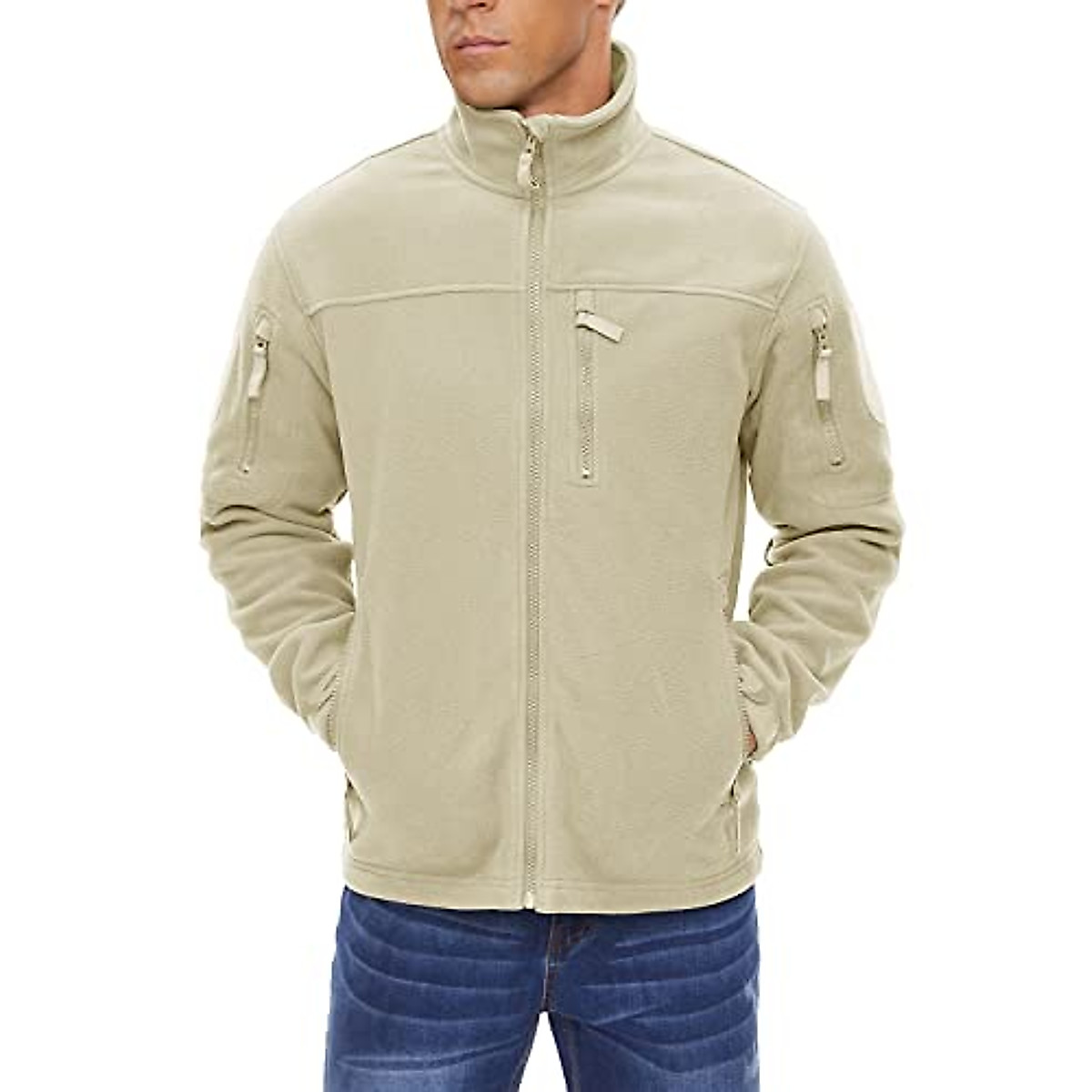 CRYSULLY Men's Winter Warm Jacket Snow Outswear Coat Fleece Lining Hiking Skiing Beige