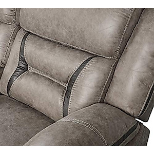 Roundhill Furniture Elkton Manual Motion Recliner with Storage Console, Sofa, Taupe
