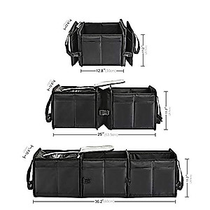 HAOKAY Durable Car Trunk Organizer with Premium insulation cooler bag,Sturdy Collapsible Trunk Storage Organizer, Multi Compartments with Reflective Strip