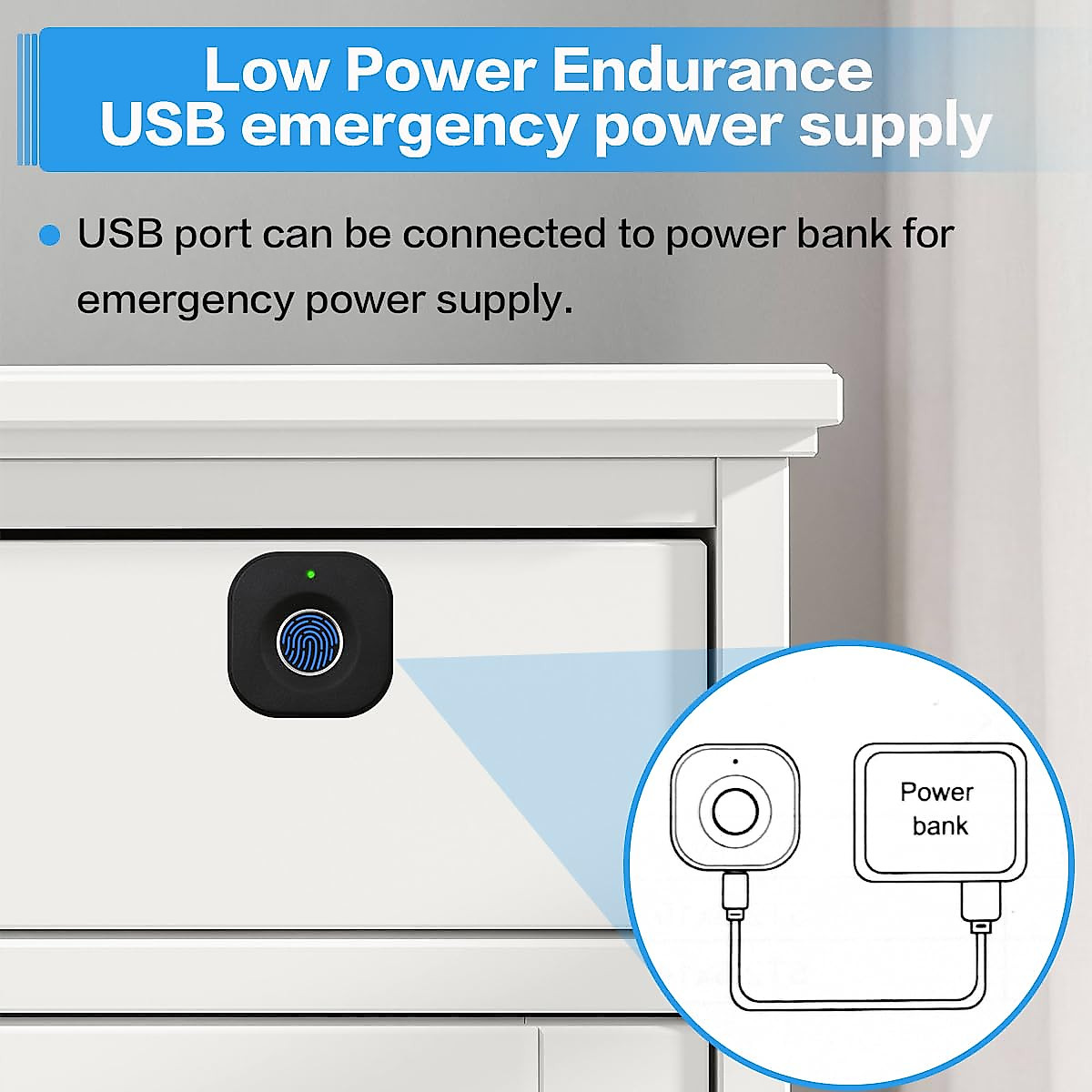 Fingerprint Lock for Cabinet,Smart Biometric Drawer Lock with USB Key,Keyless Hidden File Cabinet Wardrobe Lock, Finger Print Locks for Cabinet,Drawer,Wooden Furniture