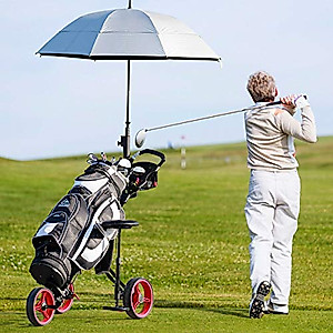 Tangkula Golf Push Cart with Seat, Lightweight Folding 3 Wheels Golf Pull Cart, Golf Trolley with Scoreboard Bag Foot Brake, Cup & Umbrella Holder, Height-Adjustable Handle, Golf Push Pull Cart