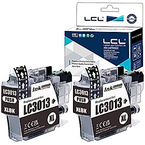 LCL Compatible Ink Cartridge Replacement for Brother LC-3013 LC3013 LC30132PKS LC-3013BK LC3013BK High Yield MFC-J491DW MFC-J497DW MFC-J690DW MFC-J895DW (2-Pack Black)