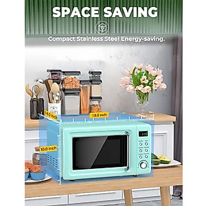 Retro Microwave Oven, SIMOE Small Countertop Microwave 0.7 cu. ft. 700W with 8 Preset Cooking Options (Mint Green)