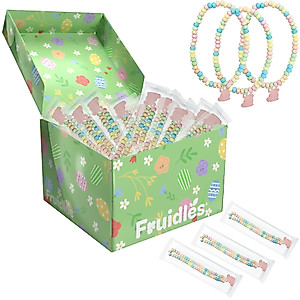 Fruidles Easter Bunny Candy Necklace, Multicolor Fruit-Flavored Chewables for Party Favors (12-Pack)