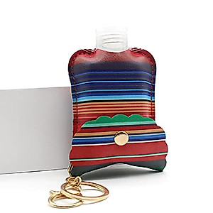 Portable Travel Bottles, Premium Leather Holder with Keychain (color bar)