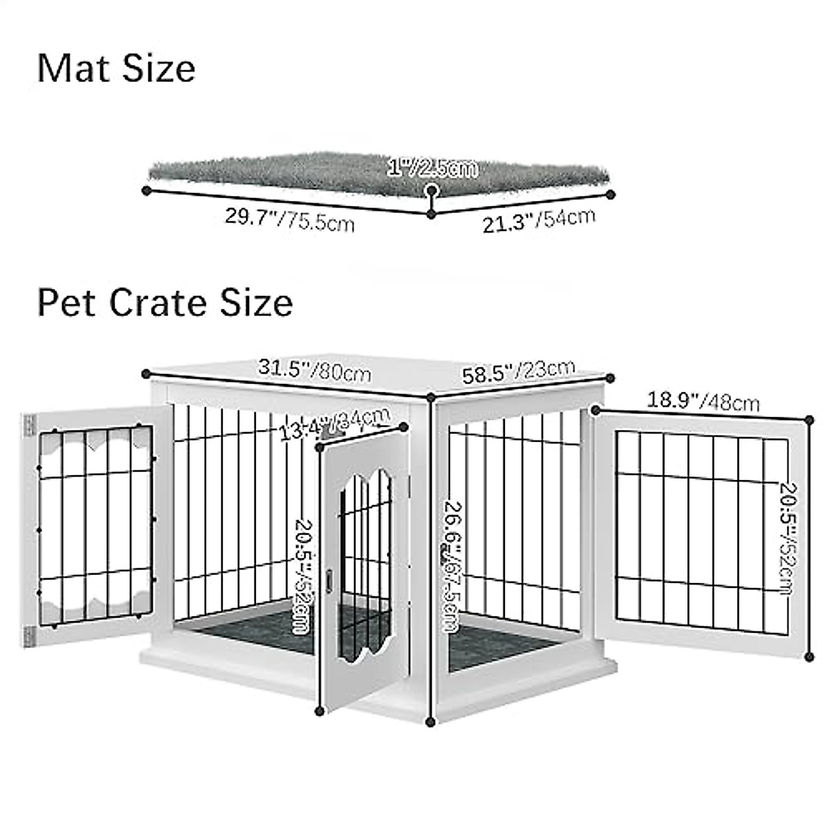 4NM Furniture Style Dog Crate with Cushion, Dog Kennel, Dog Cage for Small Medium Dogs, Indoor Aesthetic Puppy Kennel, Chew-Proof Metal Bars,Pretty Cute End Side Table Nightstand- White