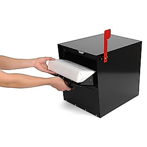 Architectural Mailboxes 6200B-10 Oasis Classic Locking Post Mount Parcel Mailbox with High Security Reinforced Lock,Black,18.00 x 15.00 x 11.50 inches