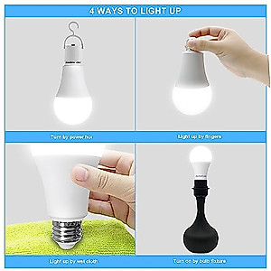 Rechargeable Emergency LED Bulb JackonLux Multi-Function Battery Backup Emergency Light For Power Outage Camping Outdoor Activity Hurricane 9W 800LM 60W Equivalent Soft White 3000K E26 120 Volt 1 Pack