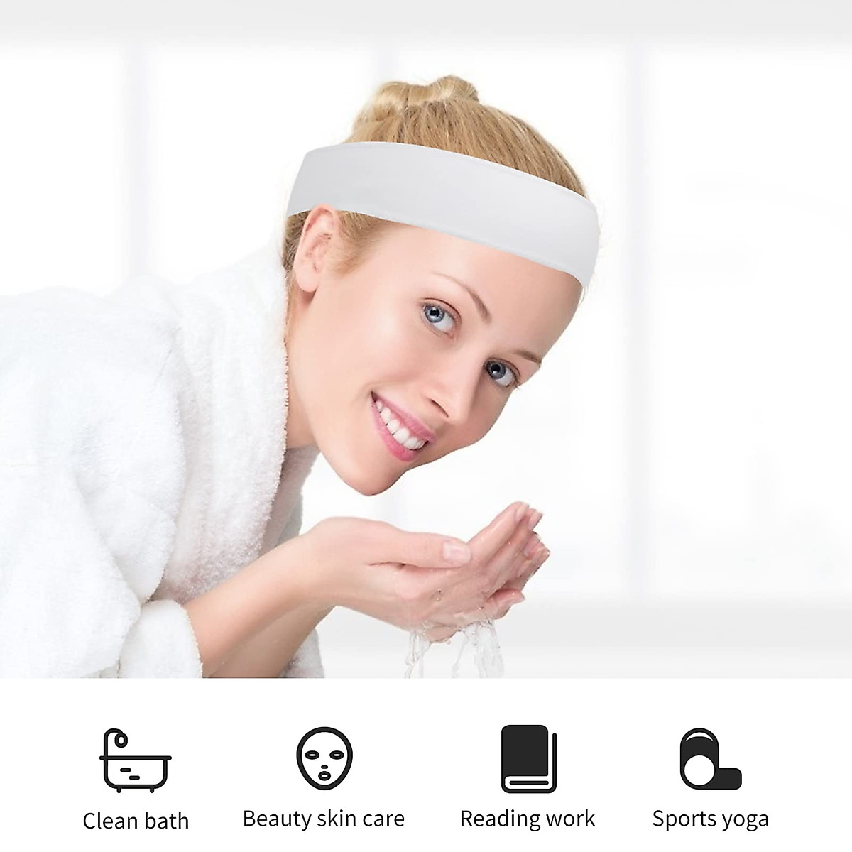 LALAFINA 48pcs Headband Skin Care Hair Band Face Washing Hair Hoop Facial Hair Bands Spa Hair Wrap Facial Head Bandana for Hair Spa Head Wraps Non-woven Fabric White Facial Mask Miss Sports