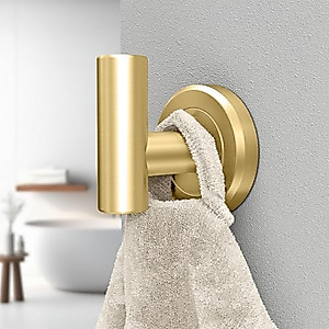 Gatco 4235 Latitude II, Single Robe Hook, Brushed Brass/Wall Mounted Towel and Robe Hook for Bathroom, 2.25"