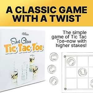 Fairly Odd Novelties Shot Glass Tic Tac Toe Game - Elegantly Designed Drinking Fun, Perfect for Parties, Couples, and Strategy, 8.63" Glass Board