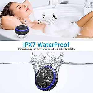 Olafus Waterproof Shower Bluetooth Speaker, Portable Wireless Outdoor Speaker, Clip & Suction Cup, 10H Playtime for Bathroom, Pool, Beach, Boating, Hiking