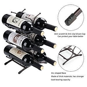 SCDGRW Wine Racks Countertop, 9 Bottles Wine Holder for Wine Storage, Small Wine Rack, Modern Black Metal Wine Holder Stands, Wine Storage for Pantry, Bar, Cabinet, No Assembly Required