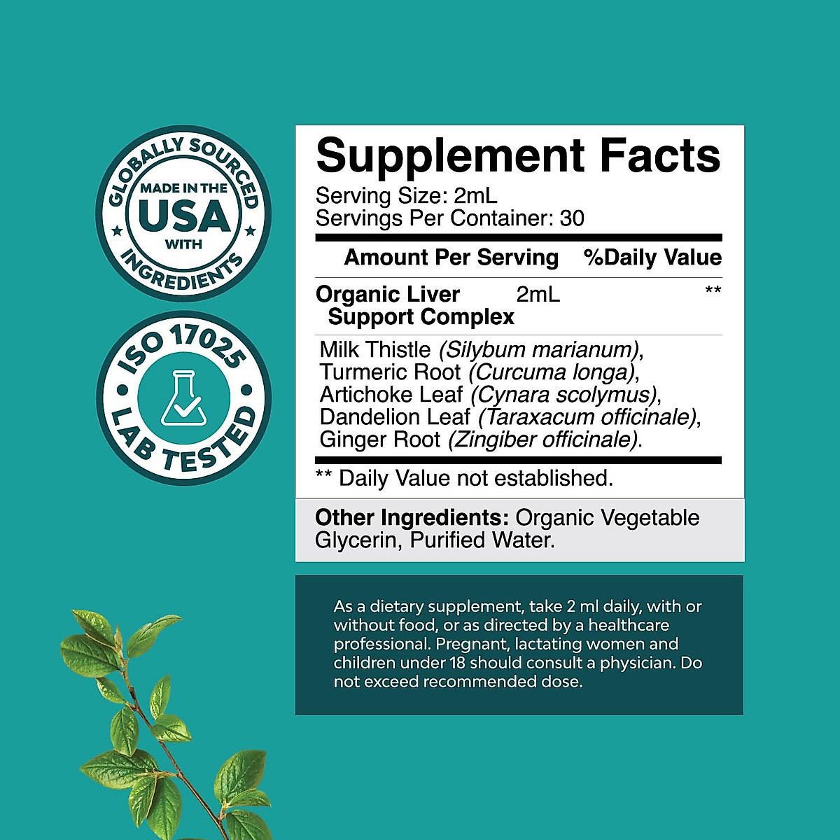 Liver Support Milk Thistle Tincture - Liquid Herbal Supplement with Artichoke Extract for Liver Cleanse Detox & Repair - Liver Detox Cleanse Drops with Dandelion Turmeric and Ginger