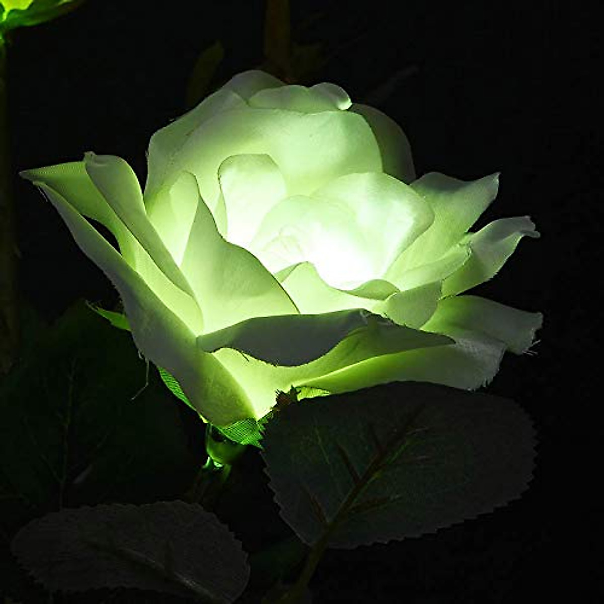Rose Flower Solar Light, 3 Head White Rose Flower Solar Light Led Decorative Outdoor Lawn Lamp Home Garden Fake Flower Night Light-White
