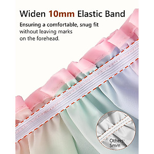 mikimini Shower Cap for Women Long Hair, 2 Pack,Double Layer Waterproof, X-Large, Reusable, Washable, No Smell, Rainbow Fashion Shower Cap