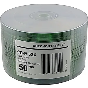 CheckOutStore B00325-50 52x Digital Audio Music CD-R 80min 700MB (Shiny Silver)