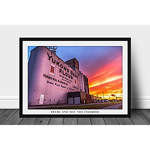 Route 66 Photography Print (Not Framed) Picture of Yukon's Best Flour Grain Elevator at Sunset in Yukon Oklahoma Country Wall Art Travel Decor (5" x 7")