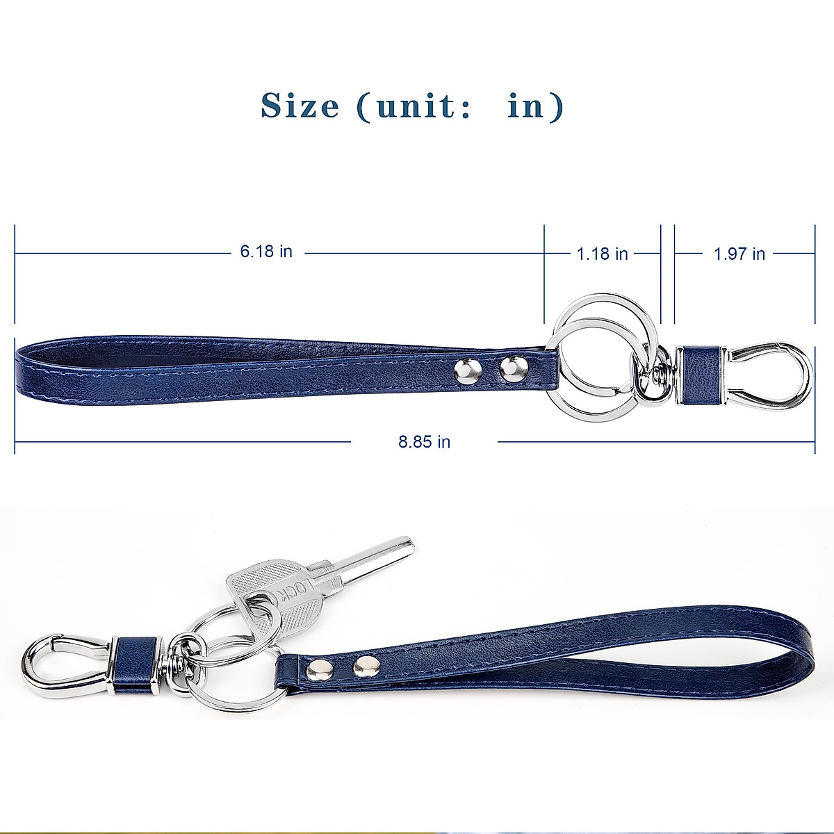 Amazon Essentials - Lanyard Keychain with Detachable Alloy Metal Rings (blue)