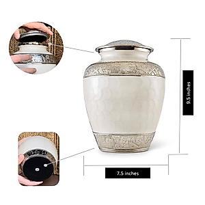 Urn for Human Ashes Adult Memorial urn Funeral Cremation Urns Large Burial Urns for Ashes - The Pearl Rose Adult Urn Large Size