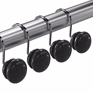 Creative Scents Black Shower Curtain Hooks - Set of 12 Shower Hooks for Shower Curtain - Decorative Shower Curtain Hooks Black - Durable Shower Curtain Rings for Bathroom Curtain Shower Rod