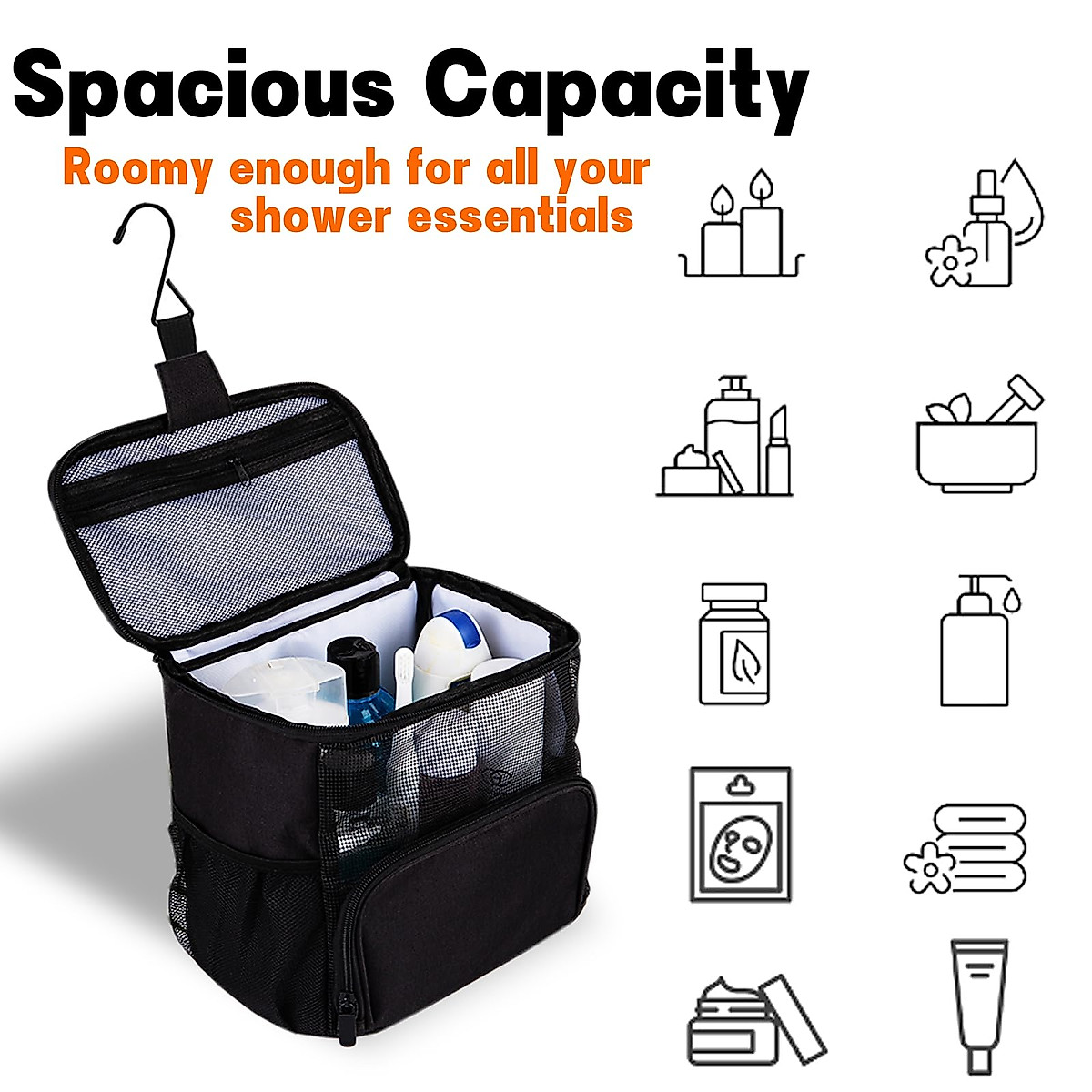 OUTLET Toiletry Bag for Women, Portable Hanging Organizer for Girl Boy, Water-resistant Travel Makeup Bag for Cosmetic, Shampoo, Conditioner, Travel Accessories, Shaving Tools, Toiletries, Gray